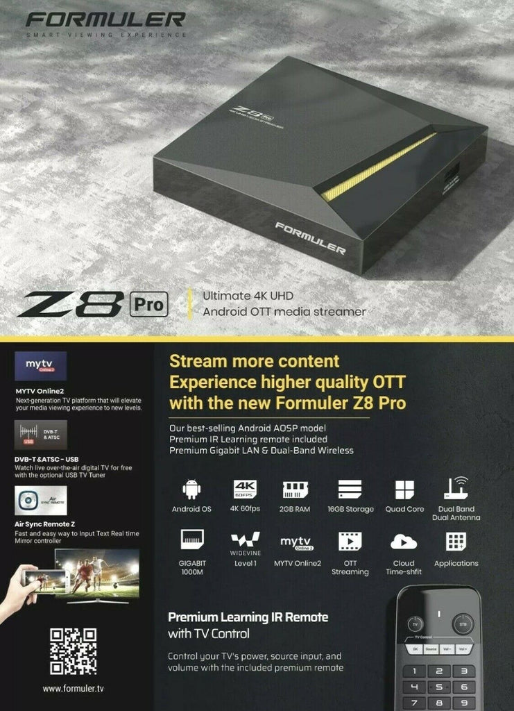 NEW 2021 Original FORMULER Z8 PRO 4K IPTV WIFI ANDROID OTT HD SET TOP ...